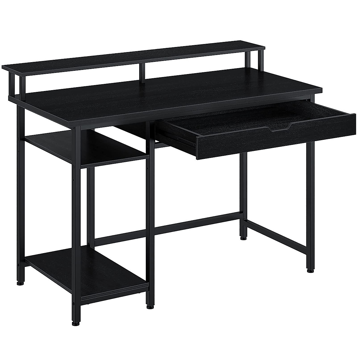Rolanstar Computer Desk with Monitor Stand and Drawer, 39" Home Office Desk, Stable Metal Frame, Business Style, Black