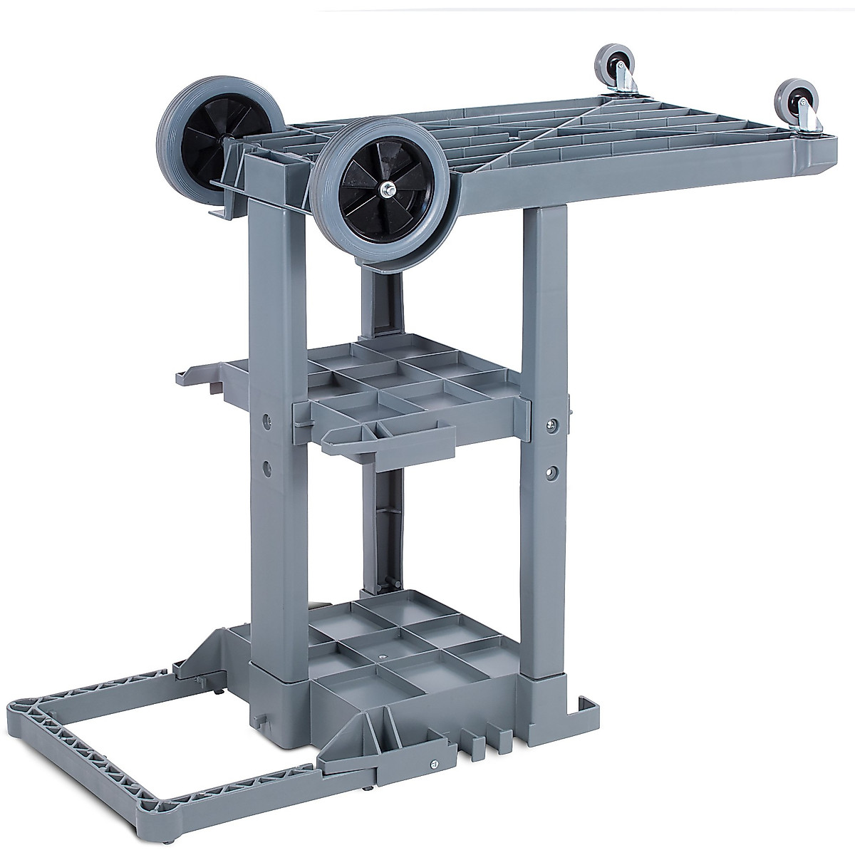 Carlisle FoodService Products Plastic Short Platform Janitorial Cart, 300 lbs Capacity, 45" x 19" x 39", Gray