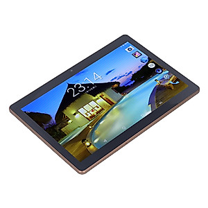 Smart Tablet 0.3MP Front 2MP Rear HD IPS Screen Octa Core Tablet Gold CNC Edge High Gloss Body 5500mAh with USB Cable for Daily Use (US Plug)