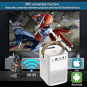 Laptop Projector WiFi Computer Projector Portable Video Outdoor Home Cinema HDMI 1080P/4K Support 8000L 120" Compatible with Smartphone Stick/PS4/USB/Tablet/Laptop/PC EXCEL PPT iOS Android V2-White