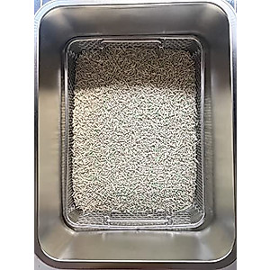 KUNWU SUS304 Stainless Steel Mesh Net Strainer Grill Basket for Medium Cat Litter Box, Rinse, Fry, Steam or Cook Vegetables & Pasta,Easy Clean Durable Net 17.5"x13.5"x3"