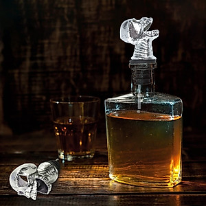 Skull Wine Aerator Pourer Spout - Anvy Lunda Liquor Bottle Pourers Skull Wine Decanter - Creative Gifts for Alcohol, Whiskey, Skull Lover (Silver)