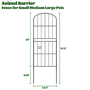 PINPON Decorative Garden Fence 10 Panels 37.5in (H) x 10.4ft (L) Border Animal Barrier, Rustproof Metal Wire Landscape Wire Edge Flower Bed Fencing for Patio Yard Outdoor Decor, Arched