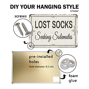 Lost Socks Seeking Solemates 20X30 cm Metal Retro Look Decoration Plaque Sign for Home Kitchen Bathroom Farm Garden Garage Inspirational Quotes Wall Decor