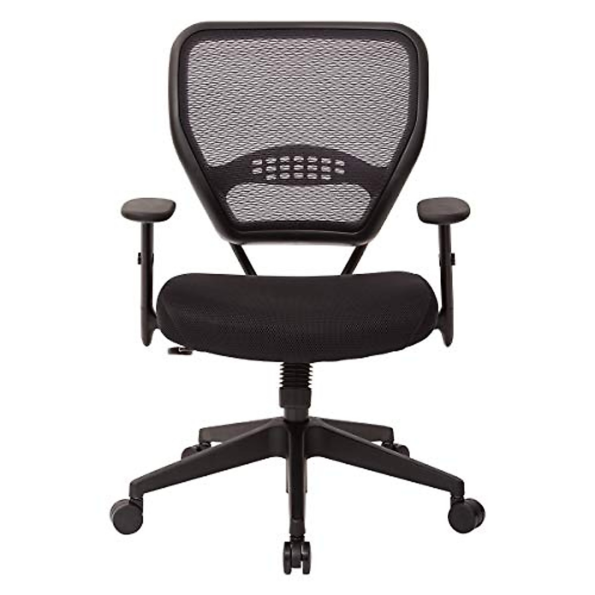 Space Seating 55 Series Professional Dark Air Grid Back Adjustable Office Desk Chair with Built-in Lumbar Support, Black Mesh