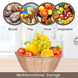 20 Pieces Woven Bread Baskets Plastic Round Basket 7 Inch Small Baskets for Gifts Empty Food Baskets for Serving Brown Food Storage Basket Woven Baskets for Fruits Vegetables Snacks Kitchen Restaurant