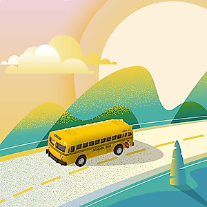 ArtCreativity 5 Inch Pull Back School Bus Playset, Set of 2 Classic School Buses, Diecast Bus Toy Set with Pull Back Mechanisms, Great Party Favors, Gift Idea for Boys and Girls