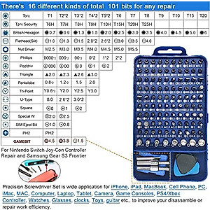 oGoDeal 155 in 1 Precision Screwdriver Set Professional Electronic Repair Tool Kit for Computer, Eyeglasses, iPhone, Laptop, PC, Tablet,PS3,PS4,Xbox,Macbook,Camera,Watch,Toy,Jewelers,Drone Blue