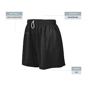 Augusta Sportswear Ladies' Wicking Mesh Performance Workout Running Shorts, Black, Small