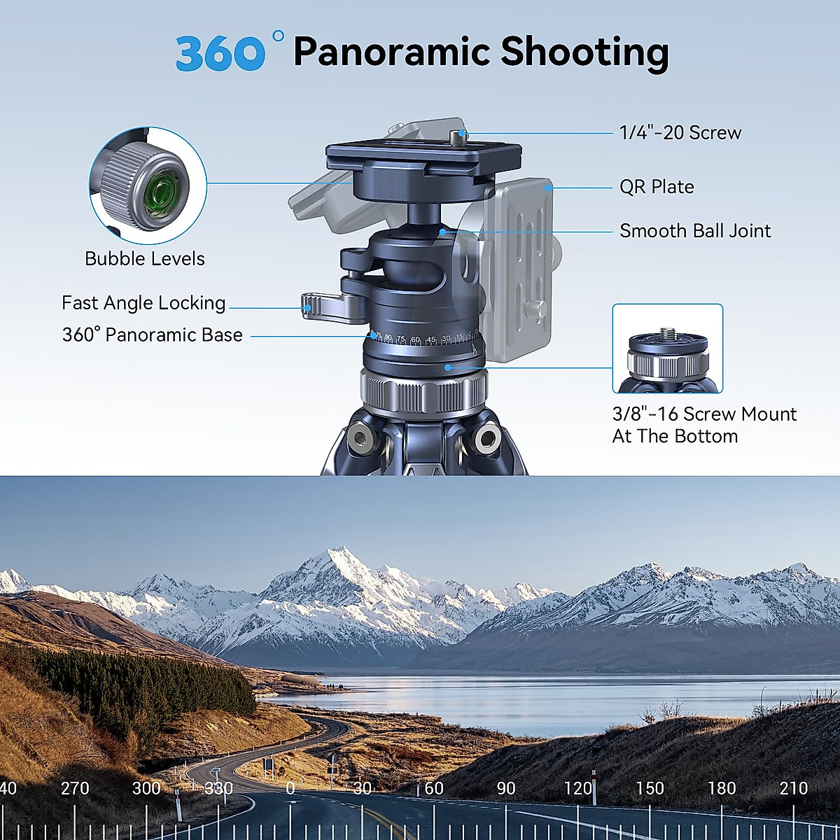 SmallRig AP-02 Lightweight Travel Tripod, 63" Camera Tripod with Compact Unconventional Center Column, 360° Ball Head, QR Plate, Travel Bag, Load up to 17.6 lbs / 8 kg, for Most DSLR Cameras -4222