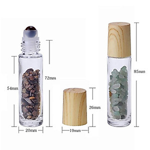 Glass Roller Bottle With Gemstone Roller Balls,10ml Roll On Bottles Essential Oil Roller Bottles Travel Sample Bottles With Crystal Chips Inside For Oil Perfume 10 Pcs