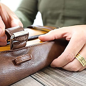 Vetelli Foldable Hanging Leather Travel Toiletry Bag with 2 Zippered Internal Pockets, 2 Snap-Fastened Internal Pockets, and Hanging Hook (2 Pack)