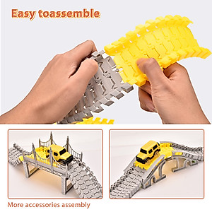 Construction Race Tracks for Kids Toys for Boys,Slot Car Race Track Sets 5 Car Toys Trucks and DIY Track,Construction Car Site Vehicles Toy Set for Ages 3 4 5 6 7 8+ Year Old Girls Boys