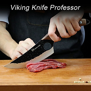 Howashin 6 Inch Viking Knife High Carbon Chef Knife Hand Forged Kitchen Knife Meat Butcher Ergonomic Handle With Sharpener and Christmas Gift Box