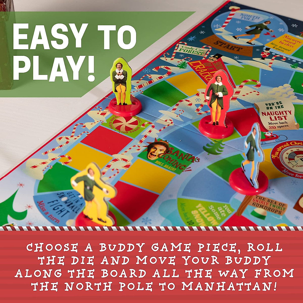 Paladone Buddy The Elf Game - 2-4 Players - Ages 8+ - Christmas Board Game Officially Licensed Elf Movie Merchandise