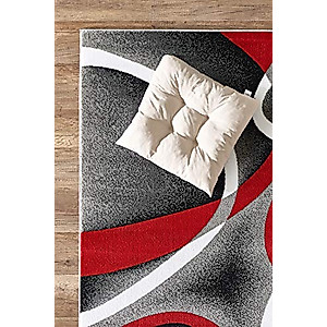 GLORY RUGS Modern Area Rug 8x10 Red Swirls Carpet Bedroom Living Room Contemporary Dining Accent Sevilla Collection 4816A