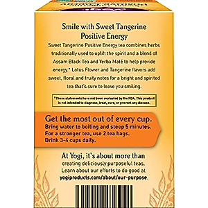 Yogi Tea - Sweet Tangerine Positive Energy Tea (6 Pack) - Supports Elevated Mood and Energy Levels - With Black Tea and Green Tea Extract - Contains Caffeine - 96 Organic Tea Bags