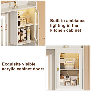 Wakefit Vanity Desk with Mirror and Lights, 42'' Makeup Vanity with Power Outlet, Makeup Table with Drawers and Cabinet, 3 Lighting Modes Adjustable Brightness, for Bedroom, Dressing Room, White