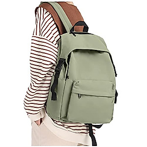 VGOCO School Backpack for Women Men,Middle High School Bookbag for Teens Girls Boys Small Travel Backpack Waterproof College Lightweight Cute Backpacks Casual Daypack Fits 15.6 Inch Laptop GREEN