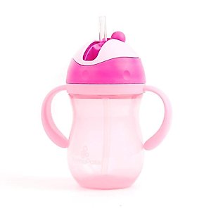 Primo Passi Straw Cup for Kids | Baby Cup with Straw for Baby and Toddler with Double Handle| BPA Free, No Spill Safe Learner Bottle, 9oz/12 Months+ (Pink)