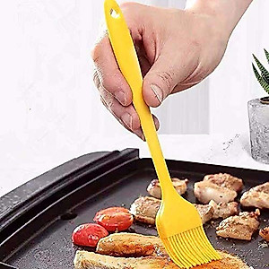 Silicone Basting Grill BBQ Sauce Baking Brush-Large Oil Brush-Perfect for Food,Marinating Meat,Steaks and Pastries(Yellow)