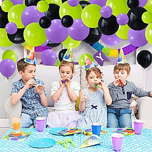 Lime Green Purple Black Balloon Garland Kit, 122PCS Black Purple Fruit Green Party Balloons for Hero Birthday Video Game Anniversary Graduation Racing Car Party Decoration…