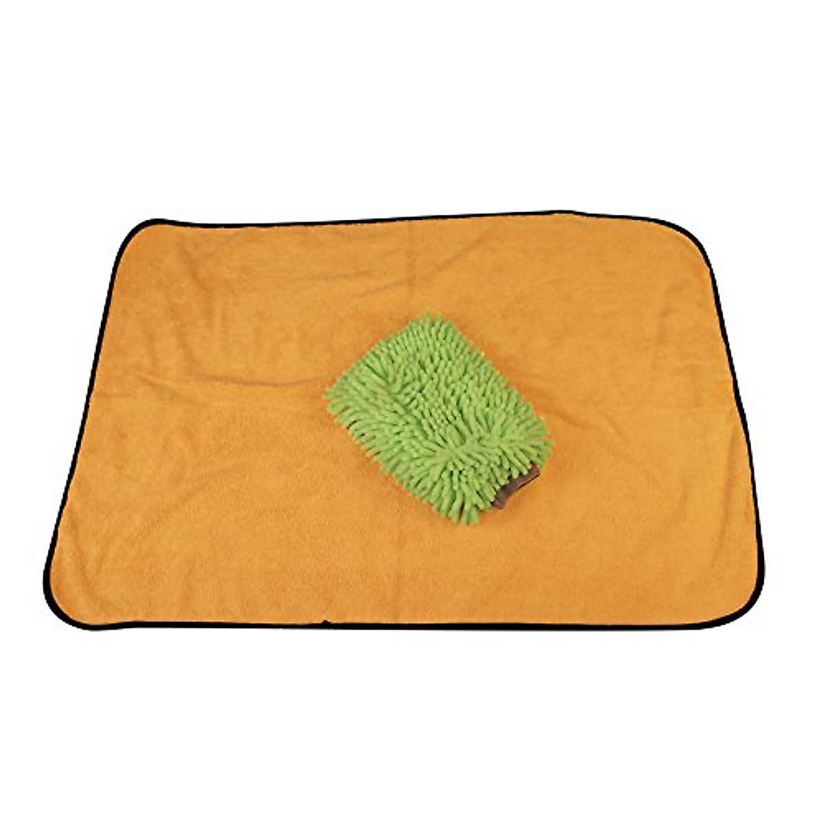 Kleen Freak Car Washing Drying Towel Large Microfiber Gold (24 in. x 36 in.) Plus Car Wash Microfiber Chenille Mitt Large Lime Green (10 in. x 8 in.) Detailing Quality