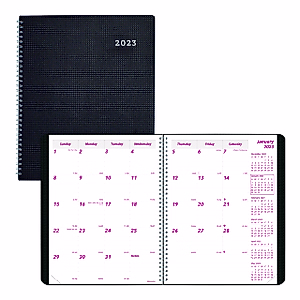 Brownline 2023 DuraFlex Monthly Planner, 14 Months, December 2022 to January 2024, Twin-Wire Binding, 8.875" x 7.125", Black (CB1200V.BLK-23)