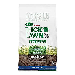 Scotts Turf Builder Thick'R Lawn Grass Seed, Fertilizer and Soil Improver for Sun & Shade, 40 lbs.