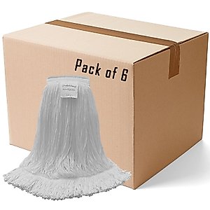 Professional Nylon Looped-End Wax Mop (3 Pack) - Large Size with Narrow Band