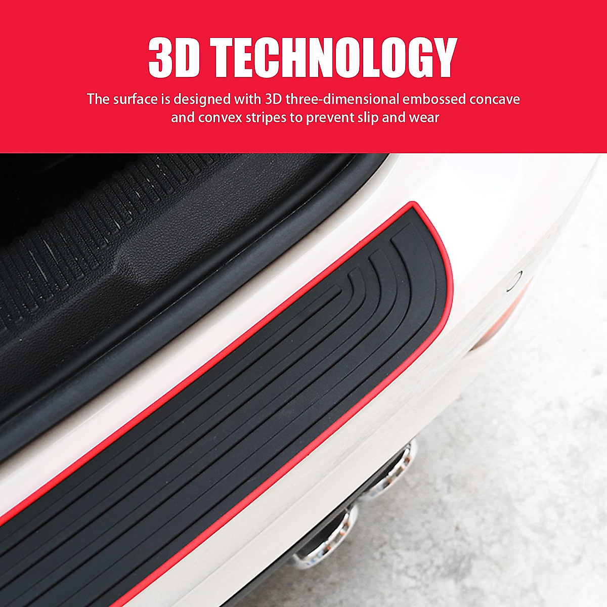 Jawmoy 1 PC Car Rear Bumper Protector Guard, Trunk Rubber Protection Strip, Car Rear Bumper Protector Cover, Universal Scratch-Resistant Trunk Guards Trim, for Most Cars (American Flag Black #3201)