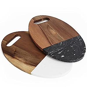 Uniharpa Cutting Board, Acacia Wood Cutting Board Solid Wood Marble Splicing Cutting Board Household Chopping Board for Meat Bread Fruits. (2 pieces)