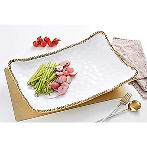 Pampa Bay Porcelain Rectangular Serving Platter Tray (Gold)