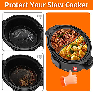 Essbhach Slow Cooker Divider Liners Fit 6 QT, Silicone Slow Cooker Liners, Reusable & Dishwasher Safe & Leakproof Slow Cooker Liner Inserts 2 Pack (Grey)