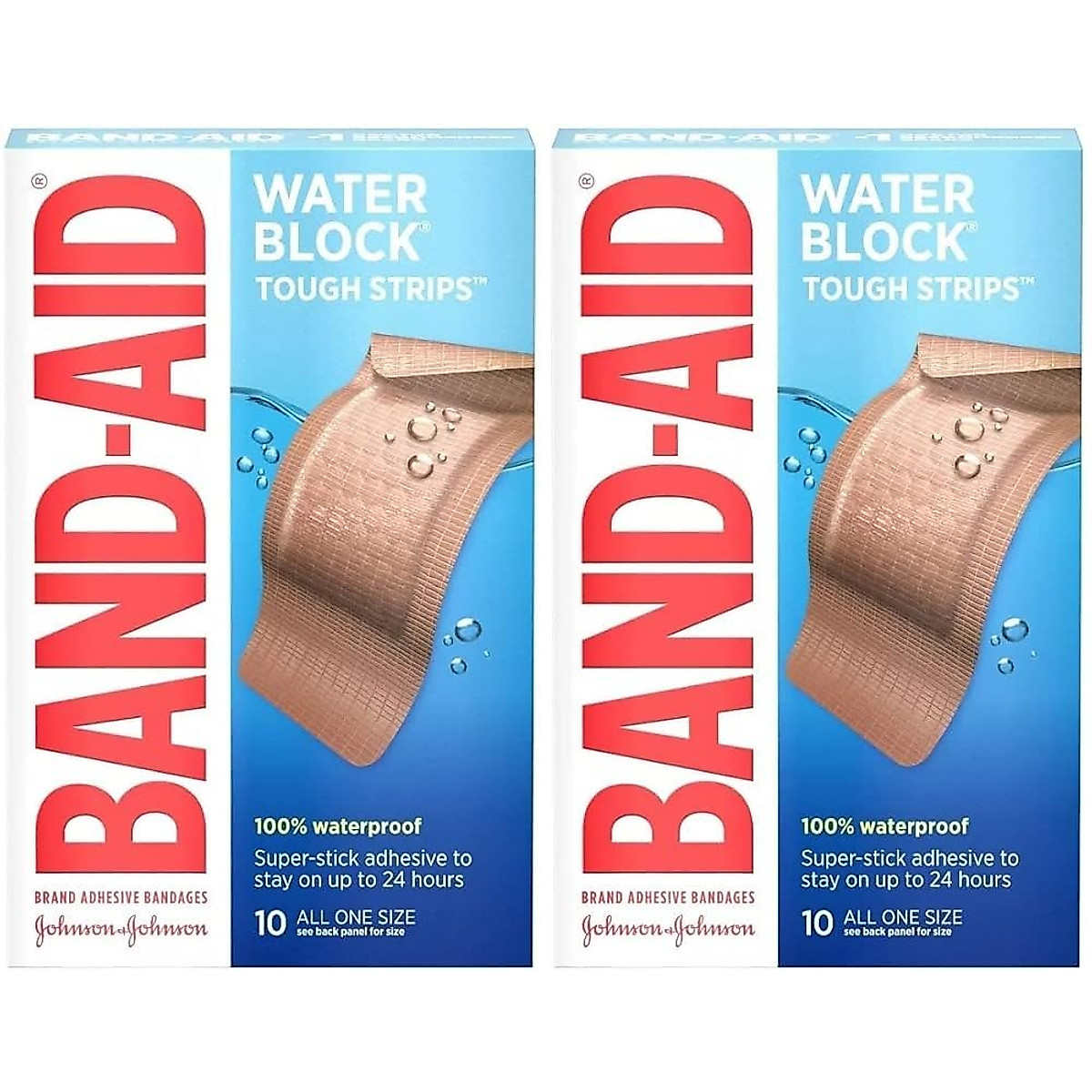 Band-aid Tough-Strips Adhesive Bandages, Waterproof, Extra Large, 10 Ct - Pack of 2