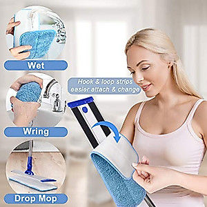 18" Professional Microfiber Mop Floor Cleaning System, Flat Mop with Stainless Steel Handle, 4 Reusable Washable Mop Pads, Wet and Dust Mopping for Hardwood, Vinyl, Laminate, Tile Cleaning