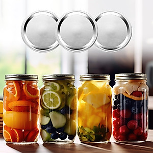 Honeydak 500 Pcs Canning Lids Regular Mouth Mason Jar Lids Airtight Reusable Canning Jar Lids, Split Type, Silver