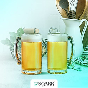 Beer Mug With Handle- Drinking Glass Dishwasher and Freezer Safe - Drinking Cup 26 ounce Large Pub Beer Mug with 2 Stainless Steel Ice Cubes - Traditional Beer Mug, Tea Glass, Cocktail Glass