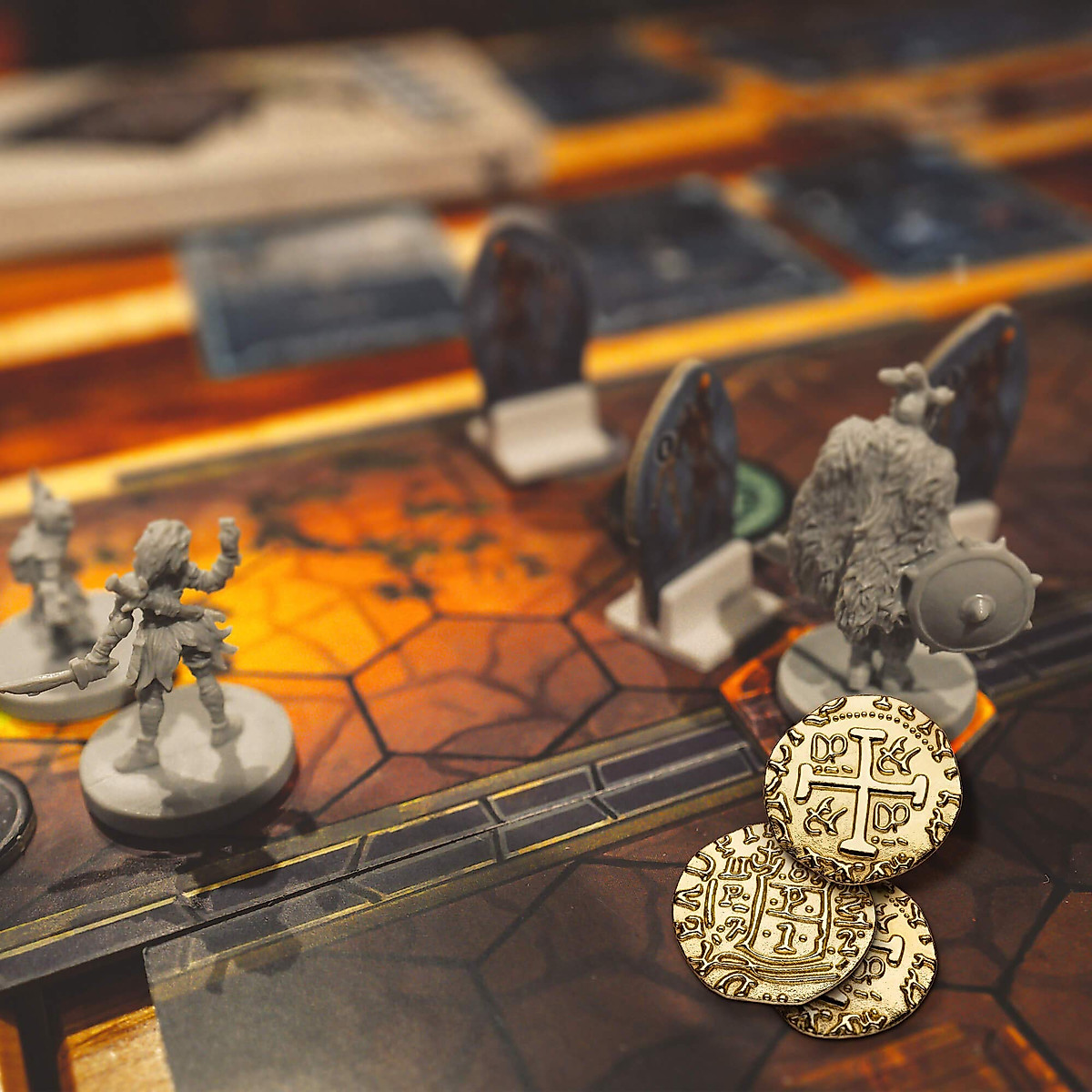 Leib Games Premium Metal Pirate Coins -35 X Large Pirate Gold Coins for Kids, Fake Gold Coins, DND Coins, Metal Coins, Fantasy Coins, Tokens - Diameter: 1.18"