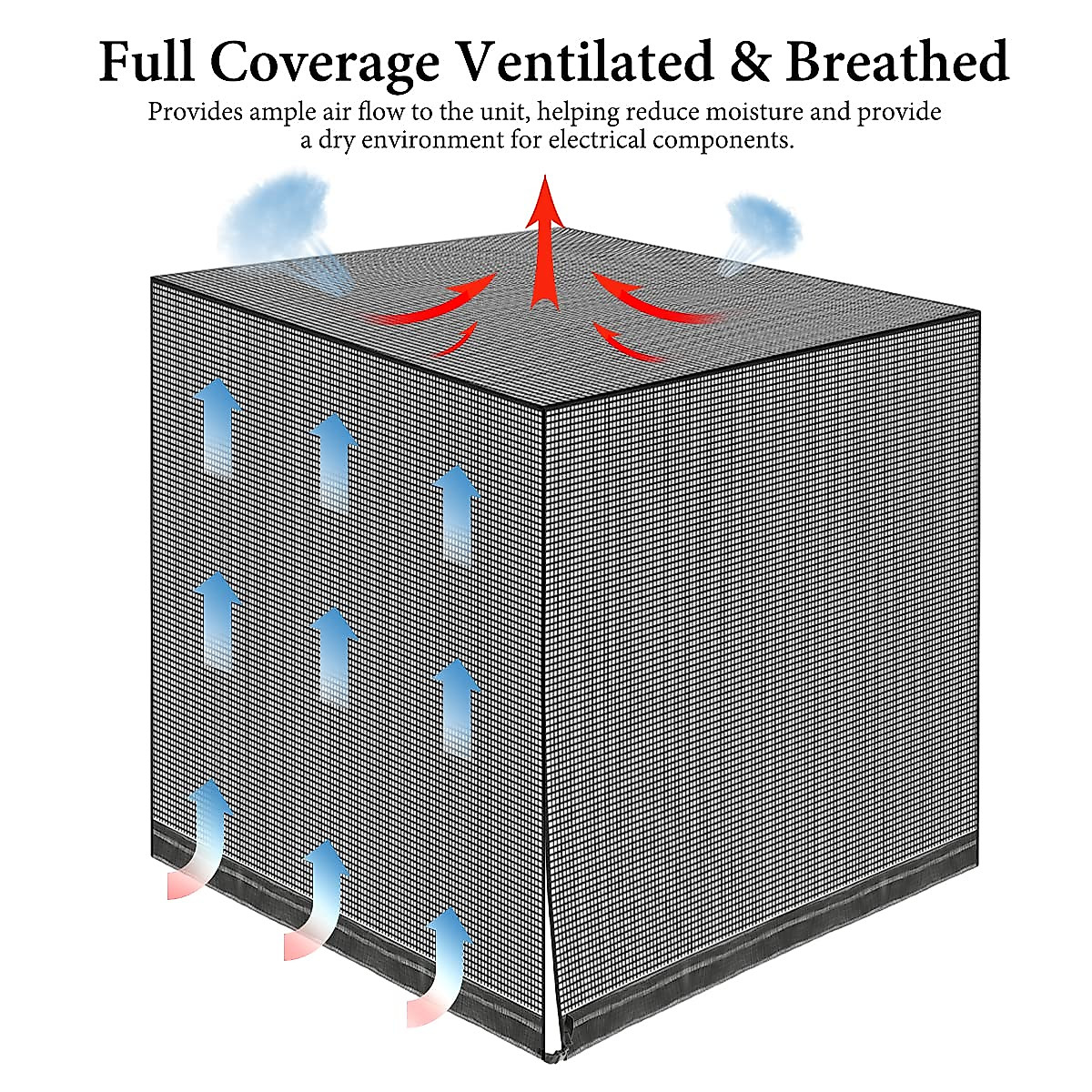 CoastaCloud Air Conditioner Covers for Outside Units, Full Mesh Central Air Conditioner Cover, All Seasons AC Leaf Guard Cover for Outdoor, 31.5" x 31.5" x 35.4" / 80 x 80 x 90cm, Black