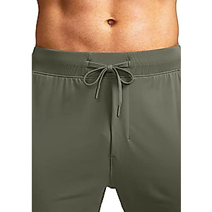 Men's Joggers with Zipper Pockets Stretch Tapered Sweatpants Athletic Pants for Men Workout Running Gym(Sage Green, XL)