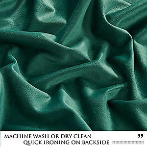 StangH Pine Green Velvet Curtains 96 inches Long, Room Darkening Window Drapes Elegant Home Decoration for Bedroom/Party Backdrop/Dining Room, W52 x L96, 2 Panels