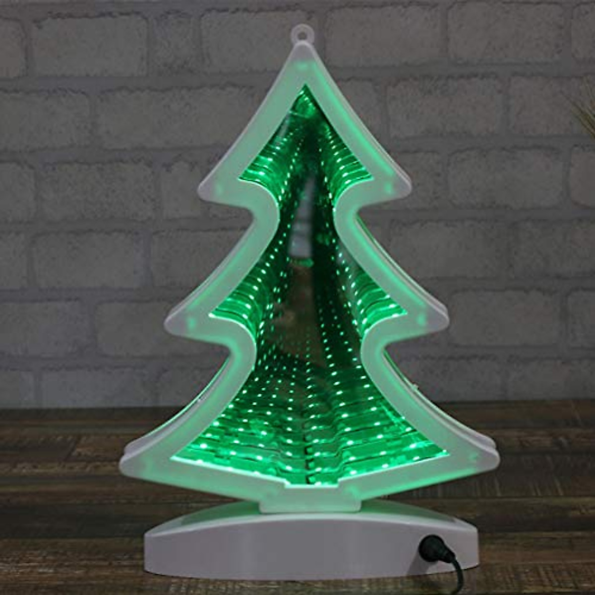 ledmomo LED Infinity Mirror Tunnel Lights Christmas Tree Mirror Lamp,Table Night Light for Wedding,Birthday Party,Christmas,Living Room,Home Decor