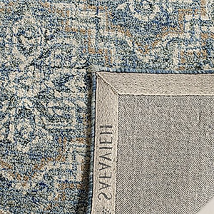 SAFAVIEH Abstract Collection Area Rug - 8' x 10', Blue & Grey, Handmade Wool, Ideal for High Traffic Areas in Living Room, Bedroom (ABT201A)