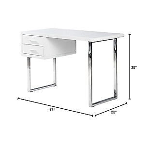 Best Master Furniture Brynna Modern Lacquer Computer Desk, White