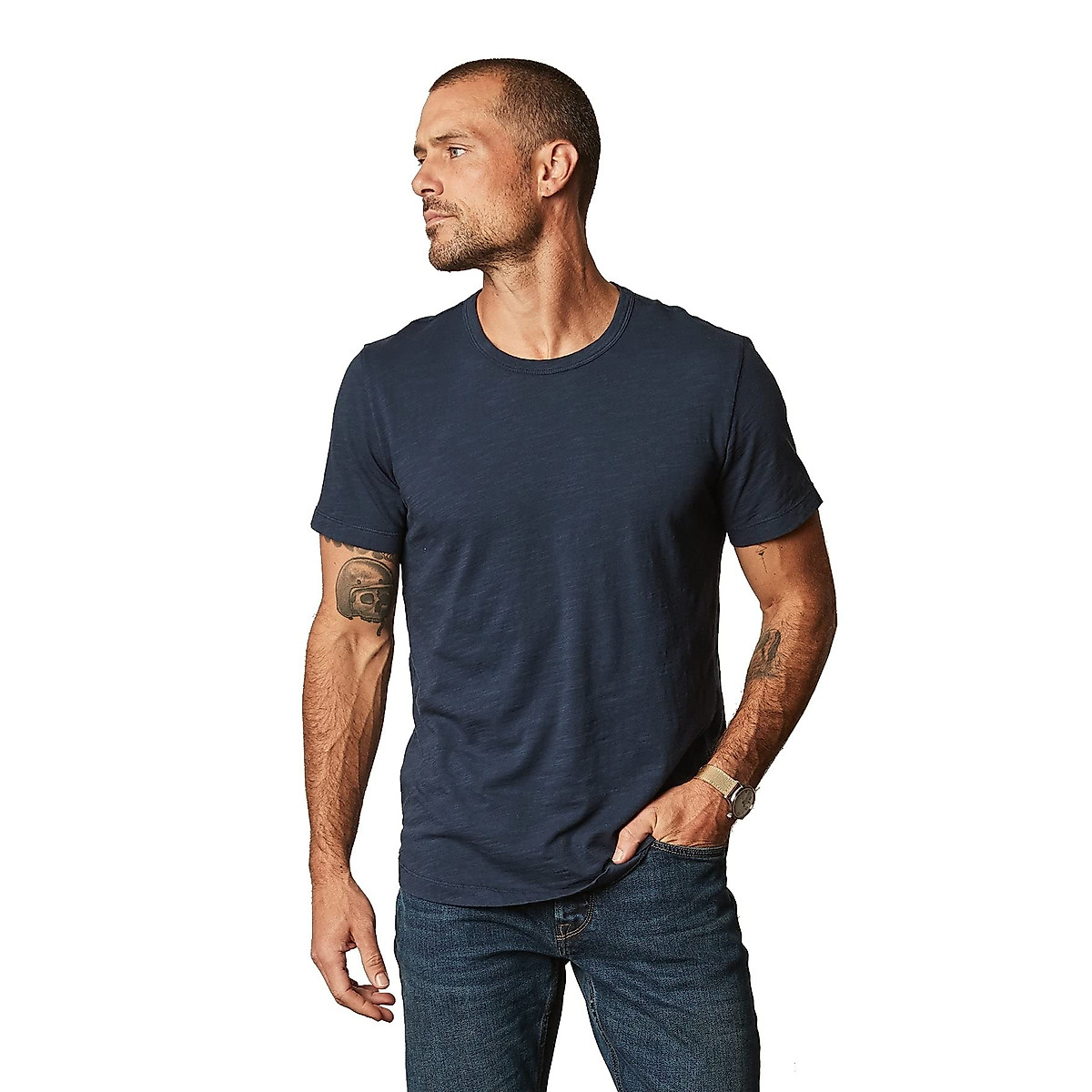 Velvet by Graham & Spencer mens Velvet Graham Spencer Men's Amaro Rounded Hem Crew Shirt, Midnight, X-Large US