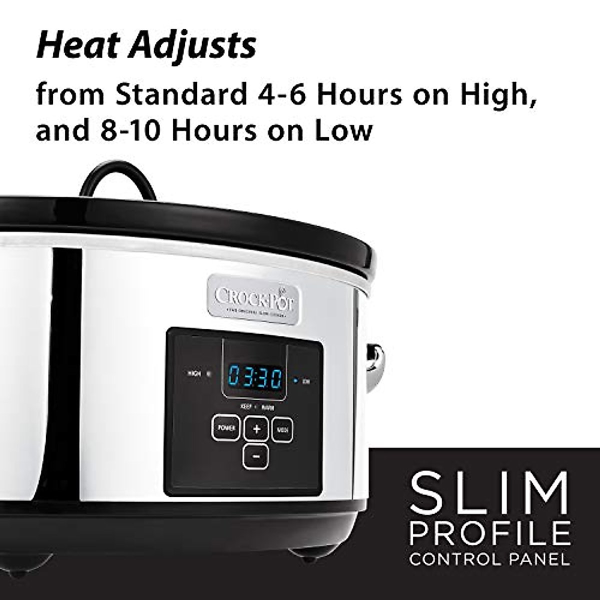 Crockpot 7 Quart Slow Cooker with Programmable Controls and Digital Timer, Polished Platinum