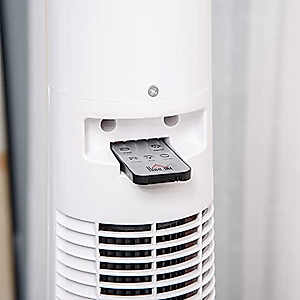 HOMCOM 46.5" Tower Fan Freestanding Cooling Oscillating Fan for Bedroom, 3 Speeds, 12-Hour Timer, LED Display, Remote Control, White