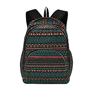 ALAZA Dark Color Ethnic Aztec Abstract Geometric Print Backpack Daypack Laptop Work Travel College Bag for Men Women Fits 15.6 Inch Laptop