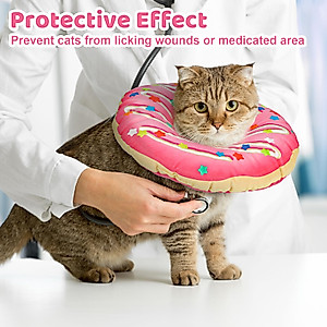 libfrnt Cat Cone Collar Soft, Cute Cat Donut Collar Adjustable Cat Recovery Collar Comfortable Elizabethan Cones to Stop Licking Anti-Bite Neck Cone for Cats Kittens Small Dogs After Surgery